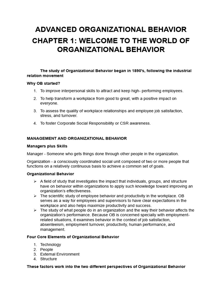 Advanced Organizational Behavior Topics | PDF | Job Satisfaction | Emotions