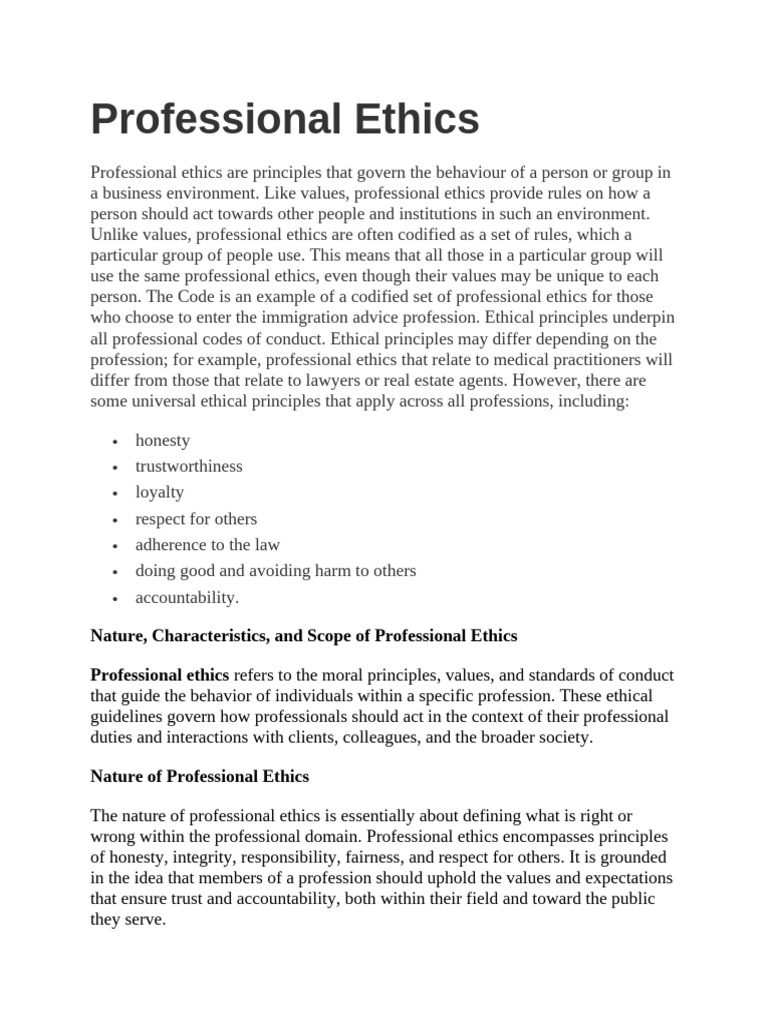 Professional ethics and codes of conduct (1) | PDF | Professional Ethics | Learning