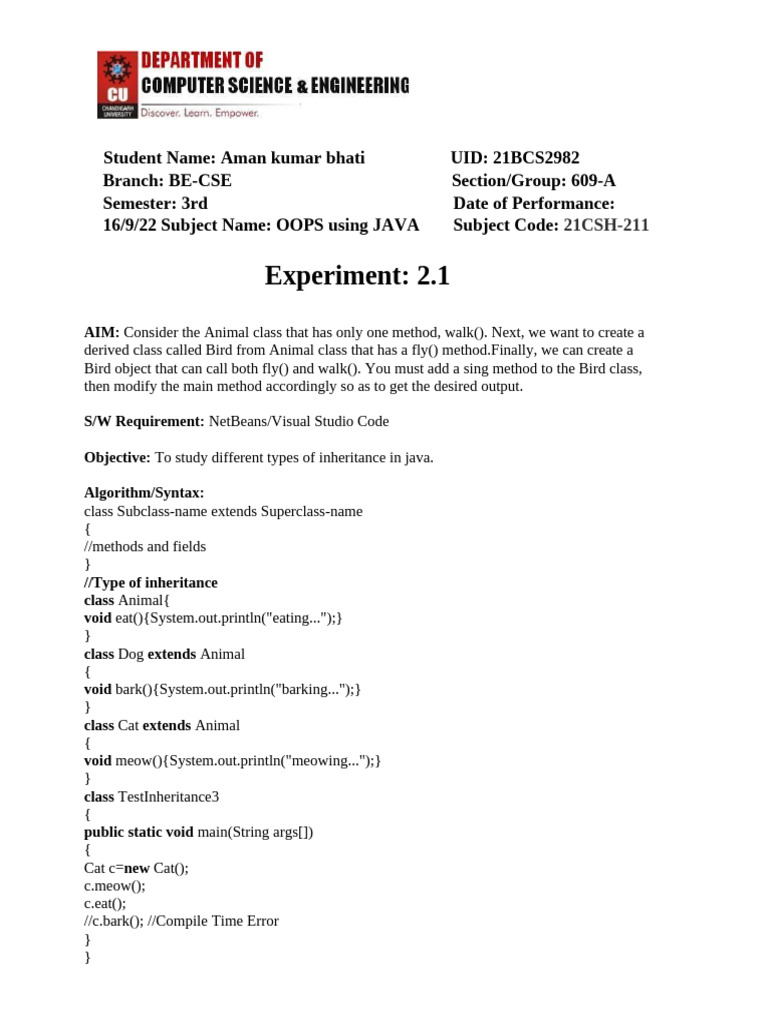 exp 2.1 java | PDF