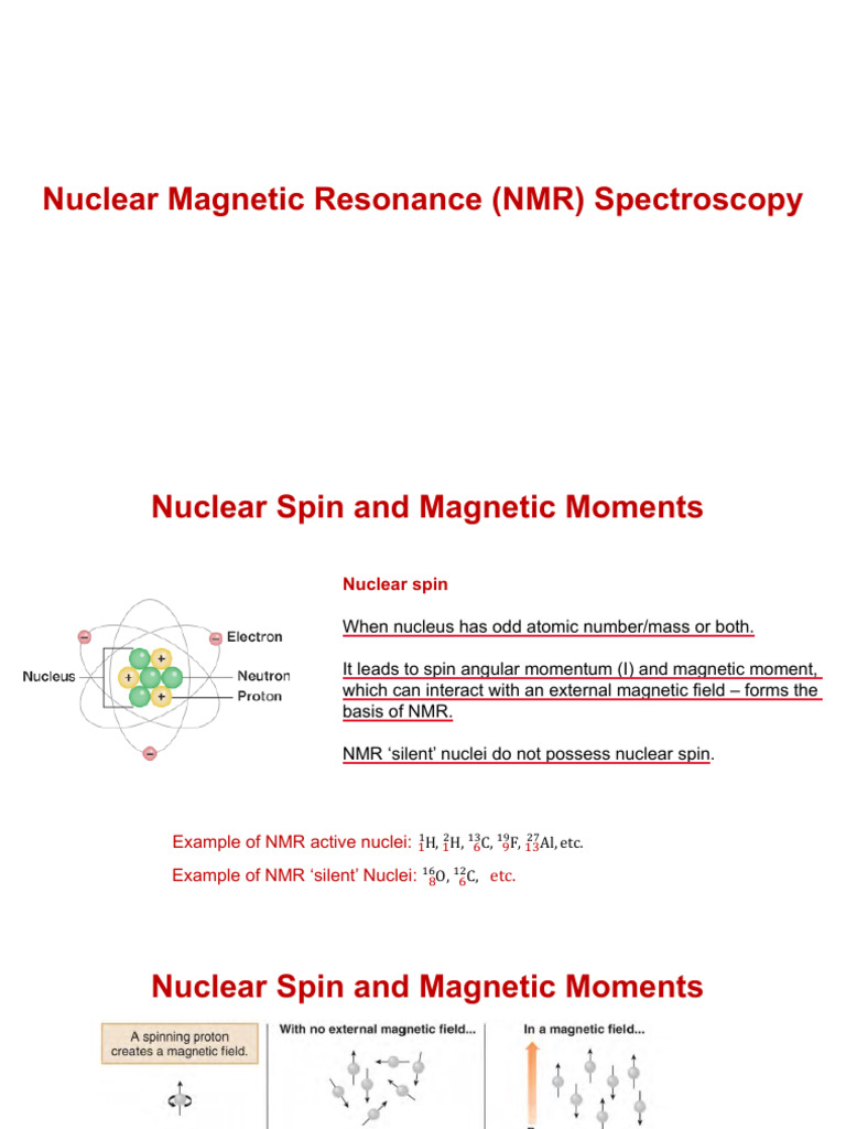 Lecture Note 22 - NMR Spectros | PDF | Nuclear Magnetic Resonance | Spin (Physics)