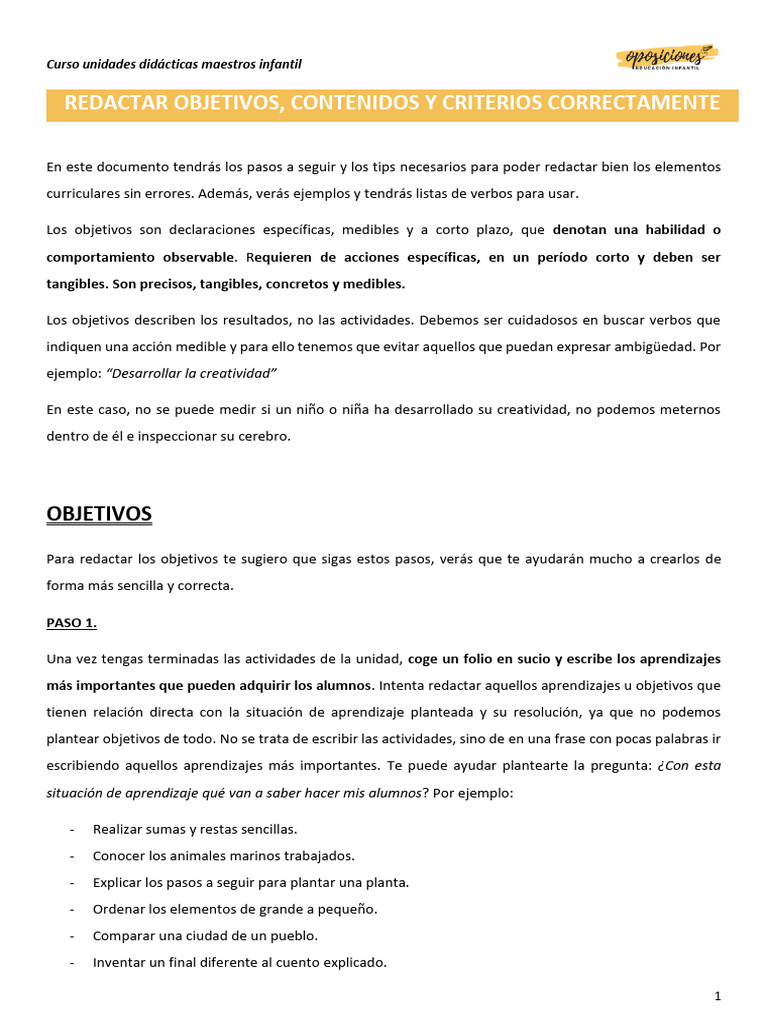 Pautas para Redactar Objetivos | PDF | Plan de estudios | Evaluación
