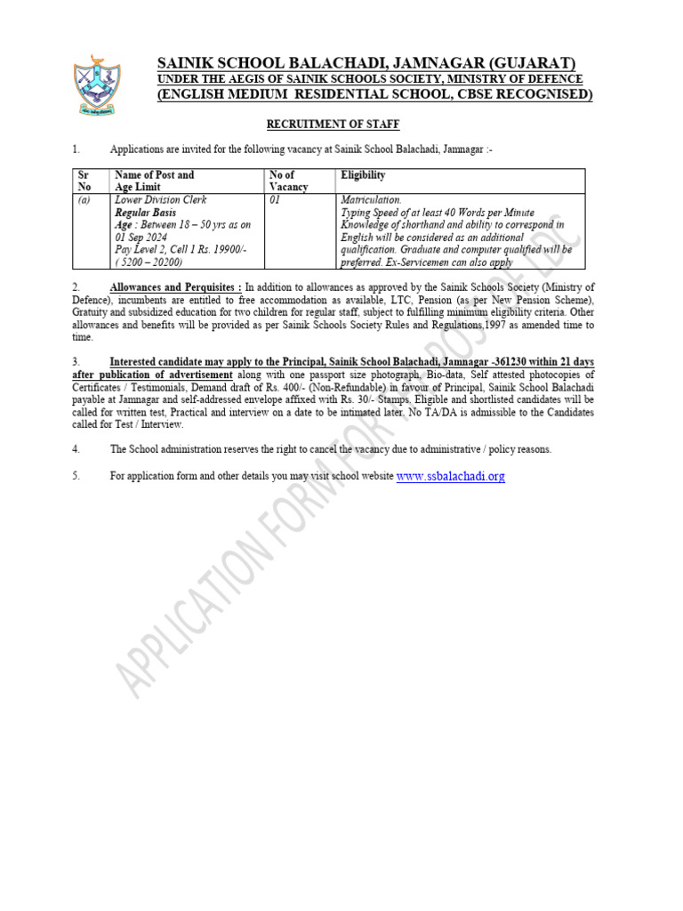 Application Form For The Post of LDC | PDF