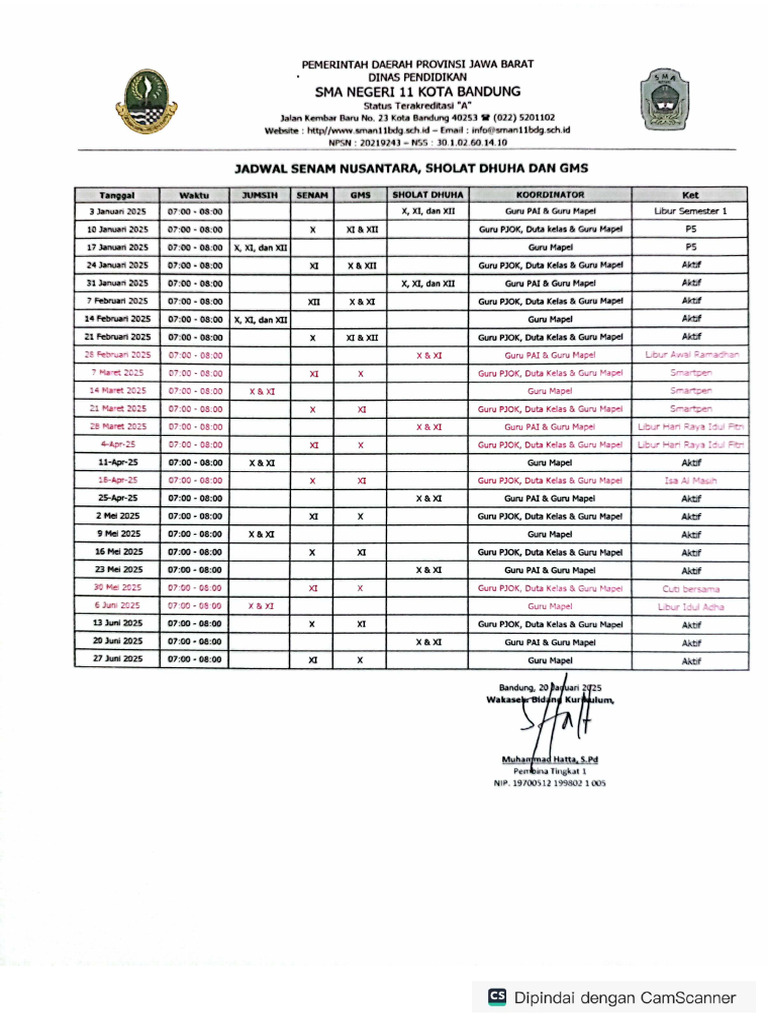 Jadwal Kegiatan Senam Gms Jumsih Dan Dhuha Pdf