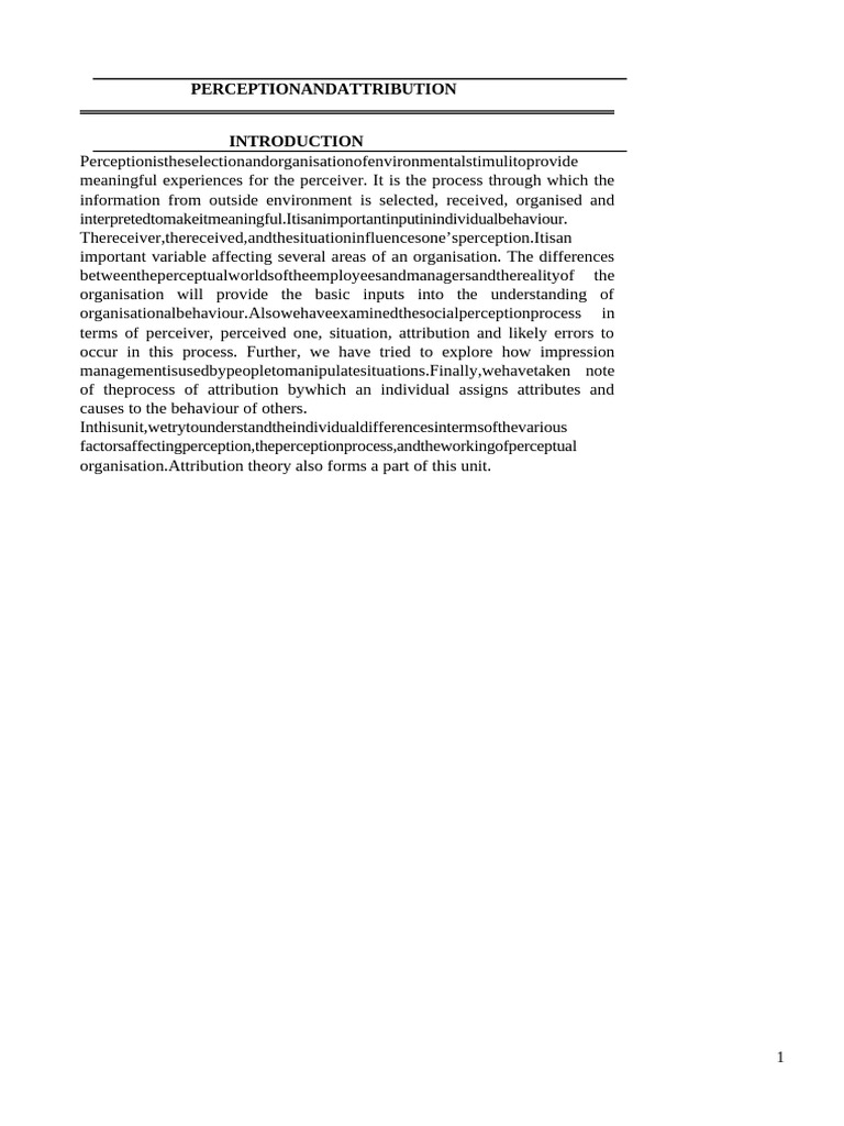 Perception and Attribution | PDF | Perception | Social Psychology
