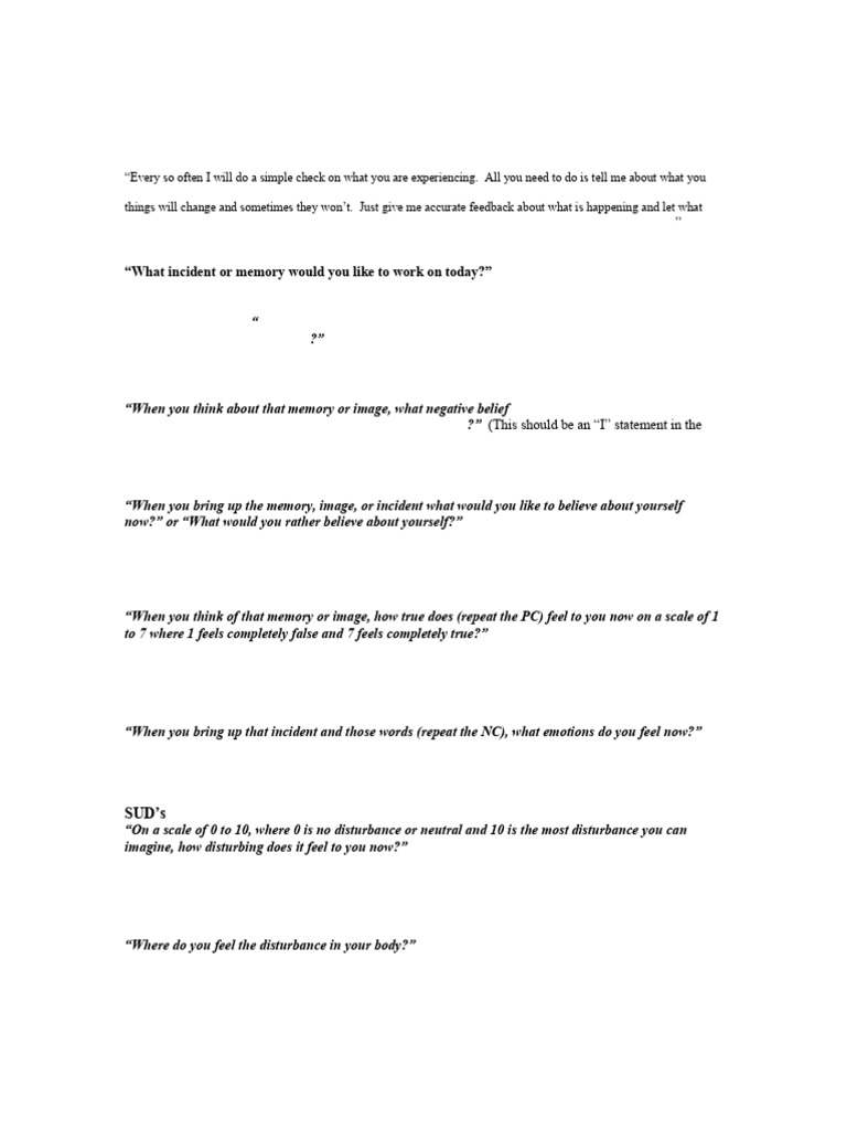 EMDR-Standard-Protocol | PDF | Memory | Psychological Concepts