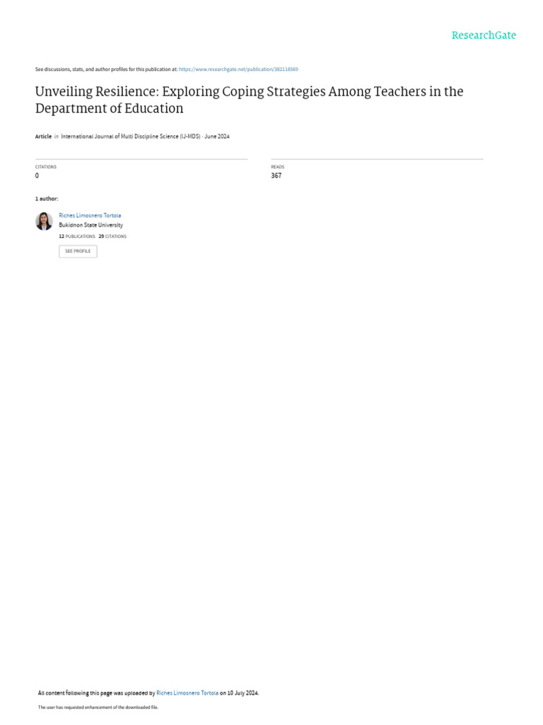 Unveiling Resilience Exploring Coping Strategies Among | PDF | Teachers ...