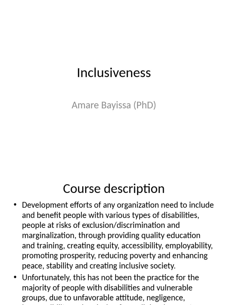 Inclusiveness PPT Introduction | PDF | Disability | Visual Impairment