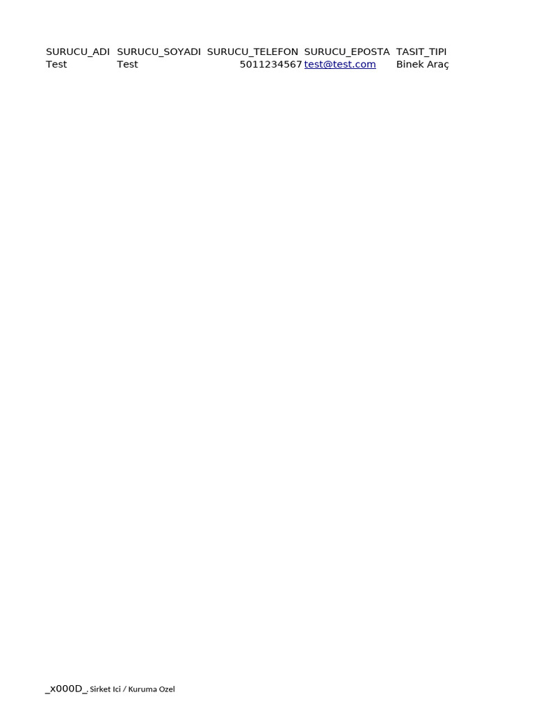 Toplu Tasit Ekleme Formati | PDF