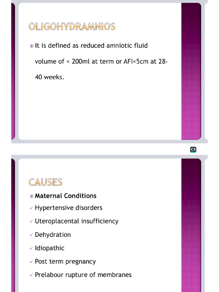 Oligohydramnios | PDF
