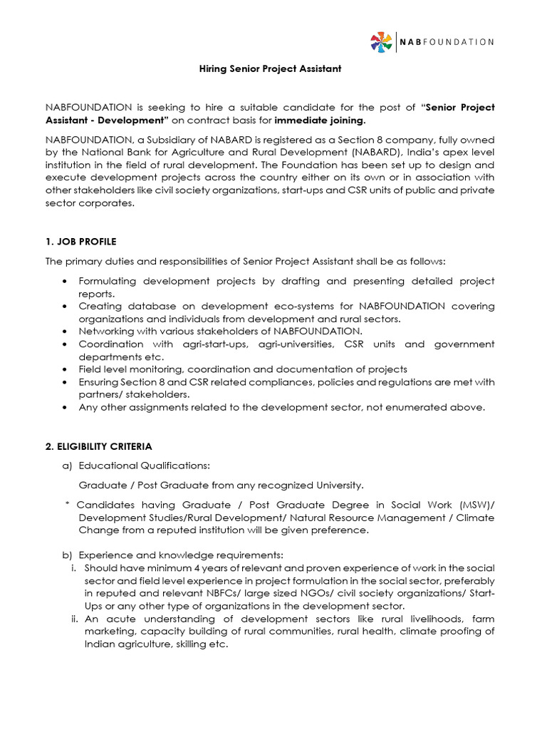 JD Senior Project Assistant 2023 | PDF | Corporate Social ...