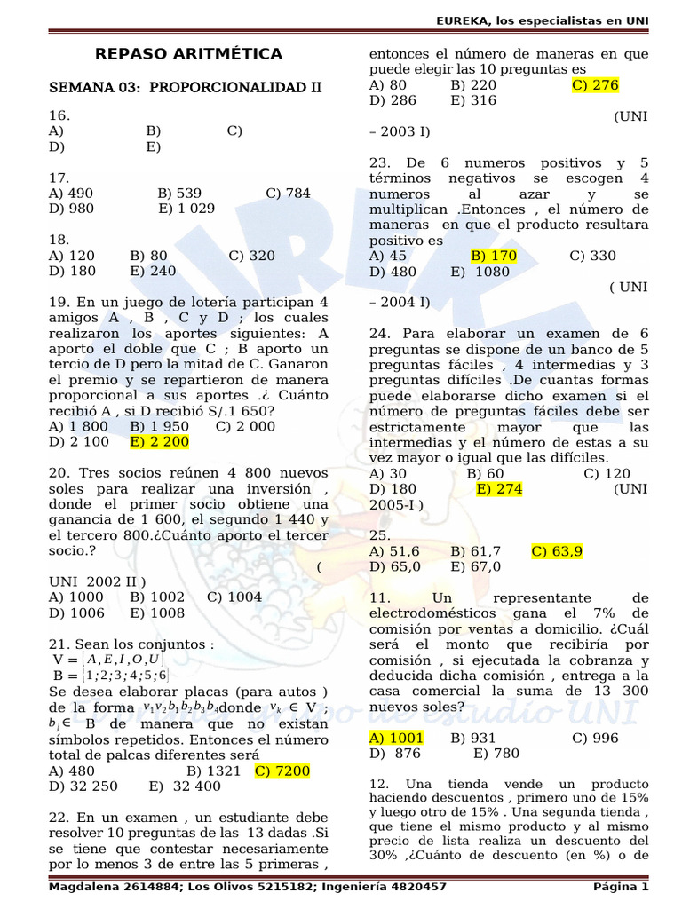 Ejercicios de Proporcionalidad y Finanzas | PDF