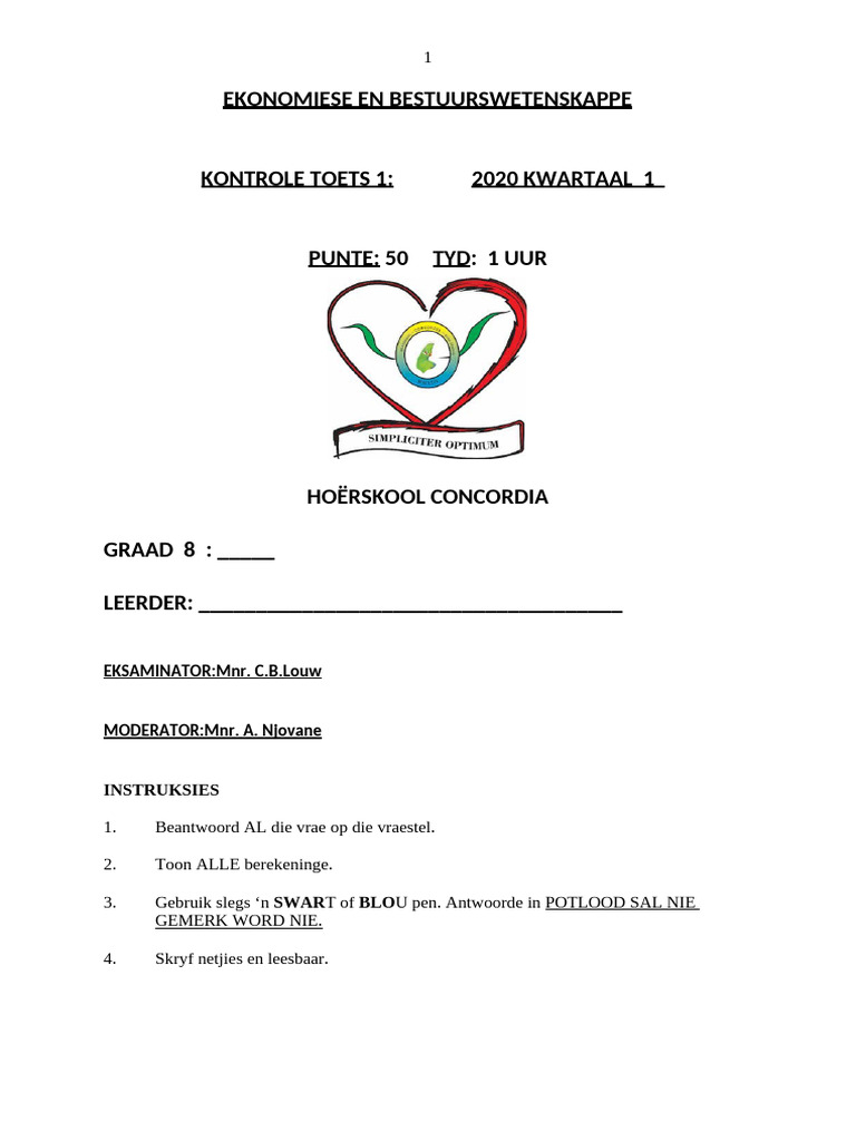 2018 8ebw T1 Toets & Memo | PDF