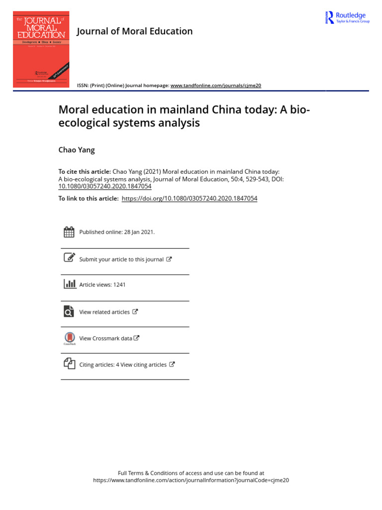 Bio-Ecological Analysis of China's Moral Education | PDF | Confucianism ...