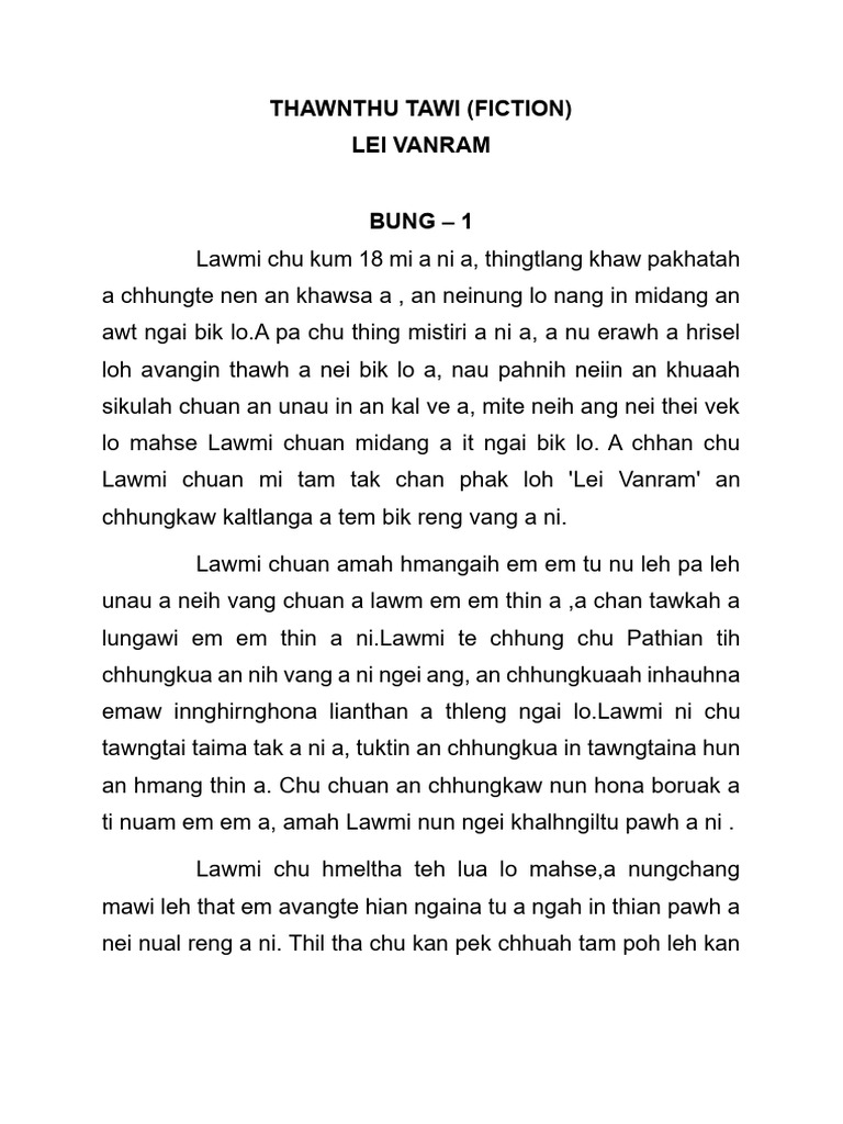 Mizo Love Story: Lawmi's Journey | PDF