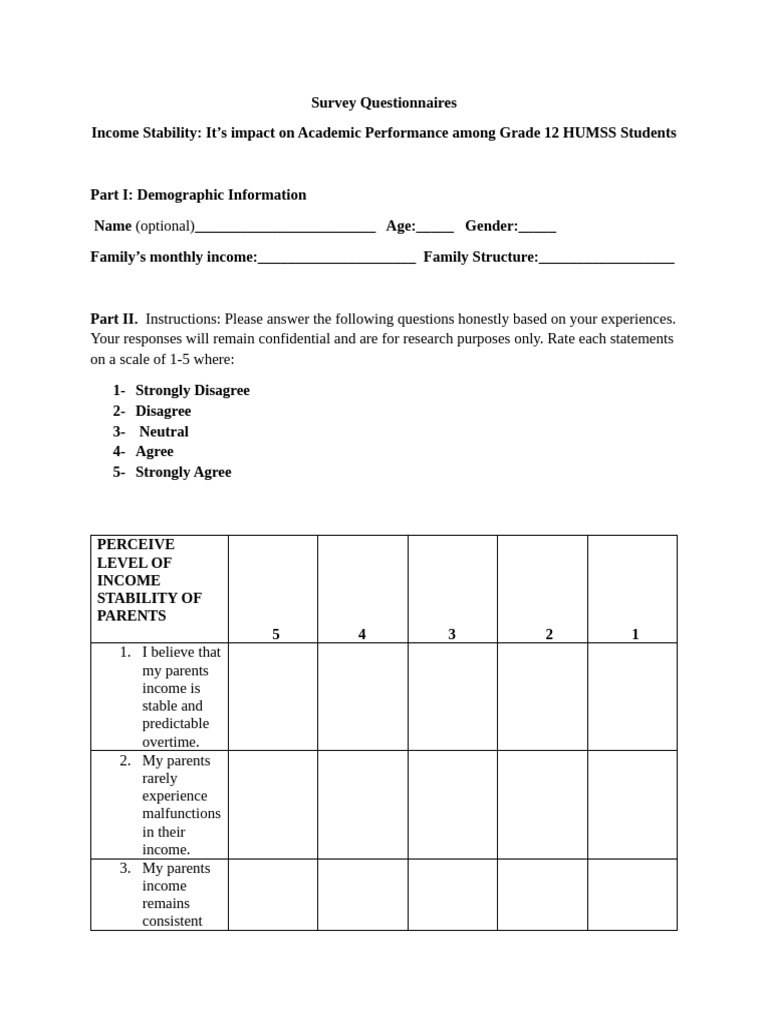 Questionnaires | PDF