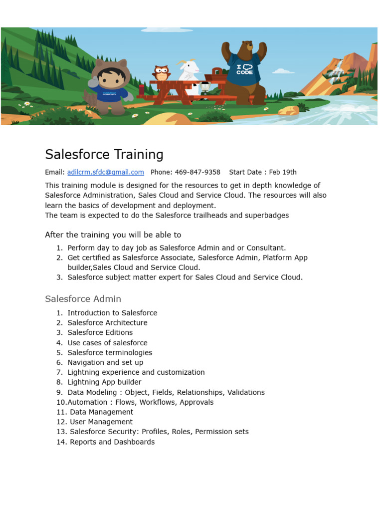 Salesforce Admin Training Overview | PDF