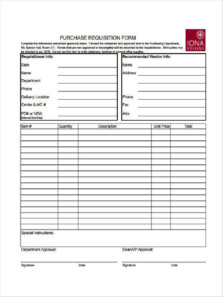 Equipment Purchase Requisition Form | PDF