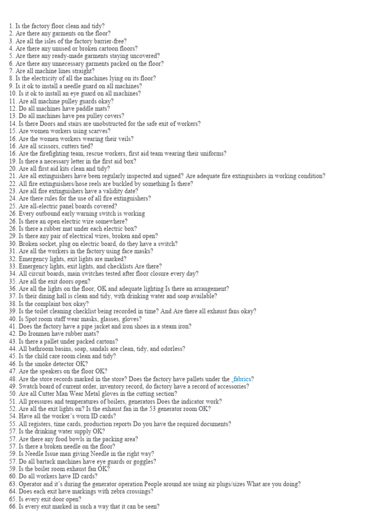 Daily House Keeping Checklist | PDF | Firefighter