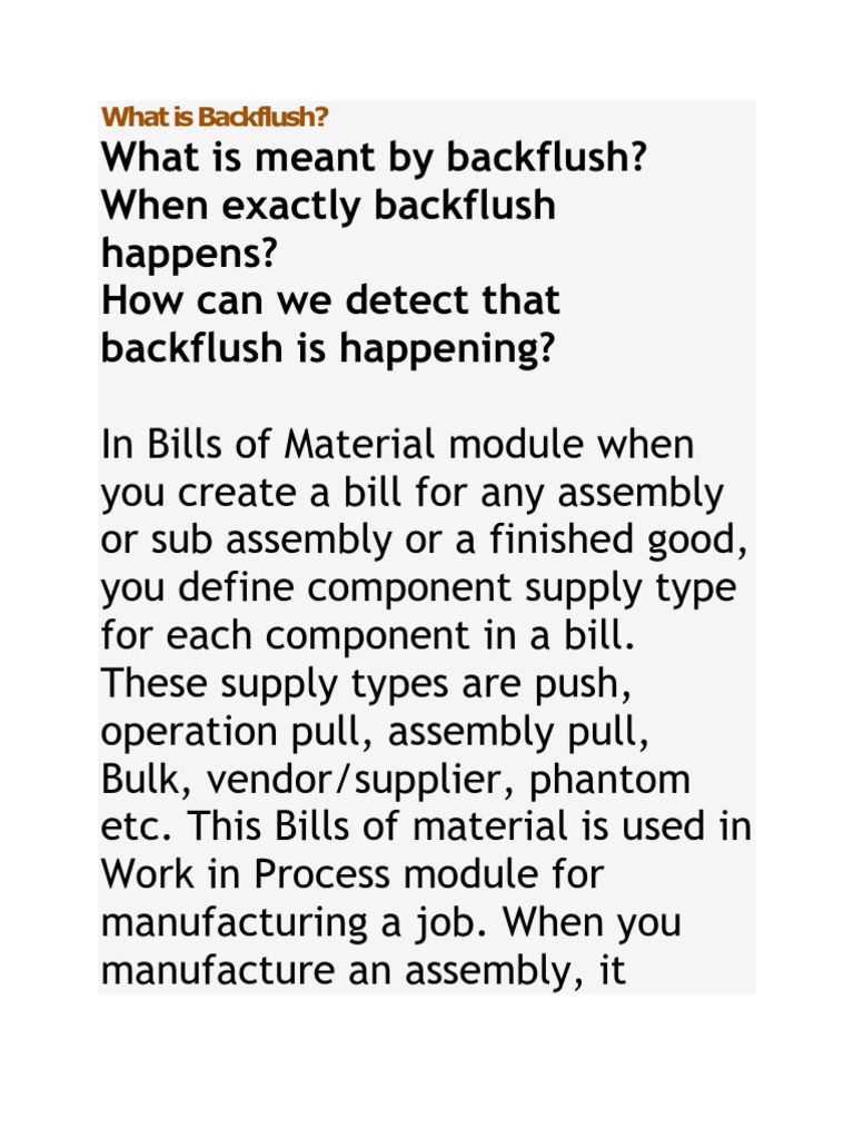 What Is Backflush | PDF