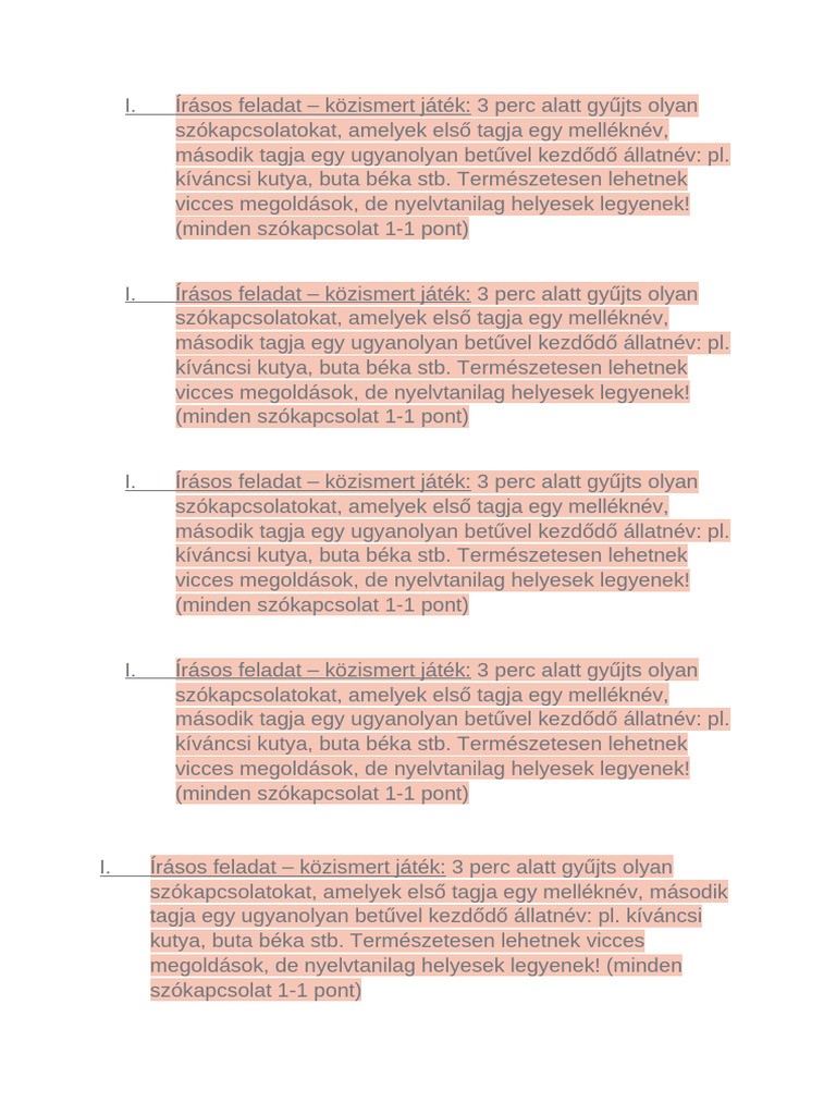 Nyelvtan Vetélkedő | PDF