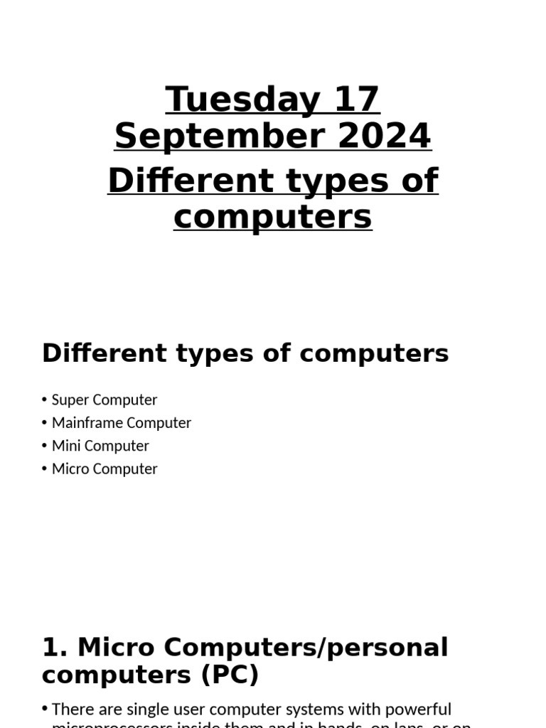 2 Different Types of Computers | PDF | Microcomputers | Computing
