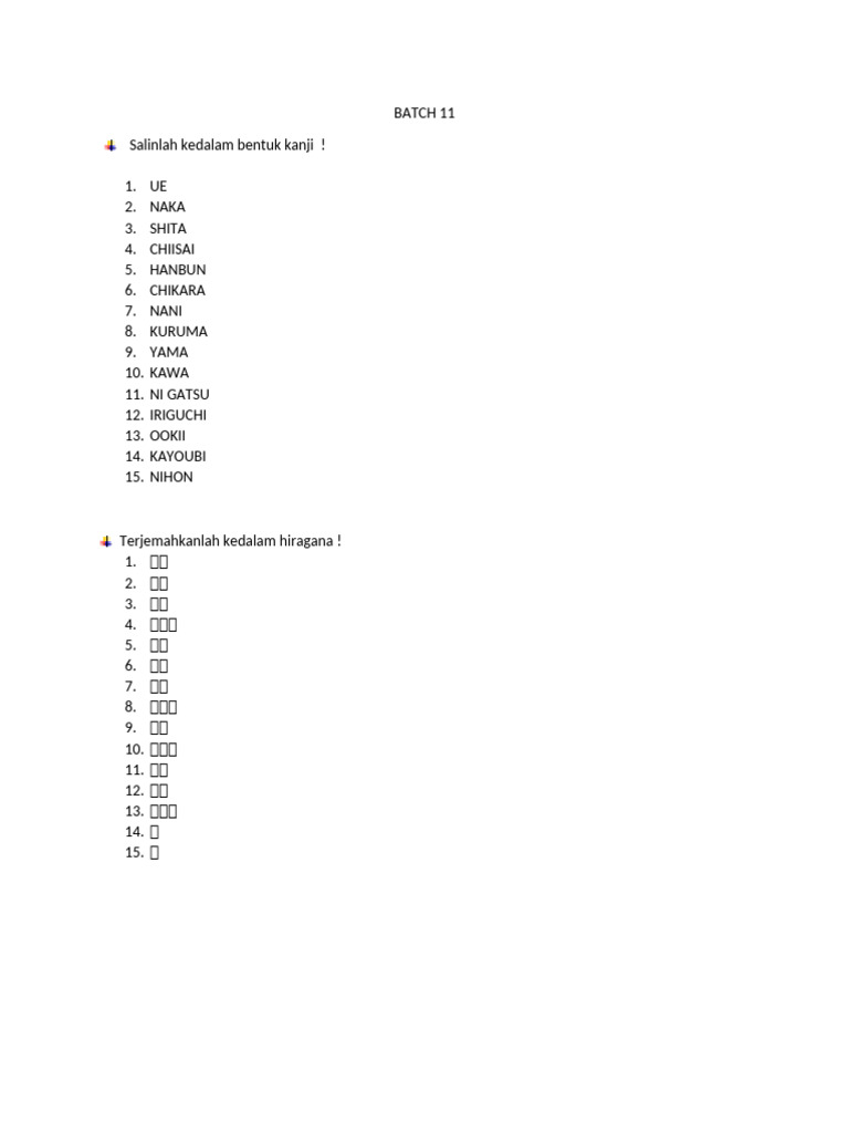 Soal Kanji BATCH 11 | PDF