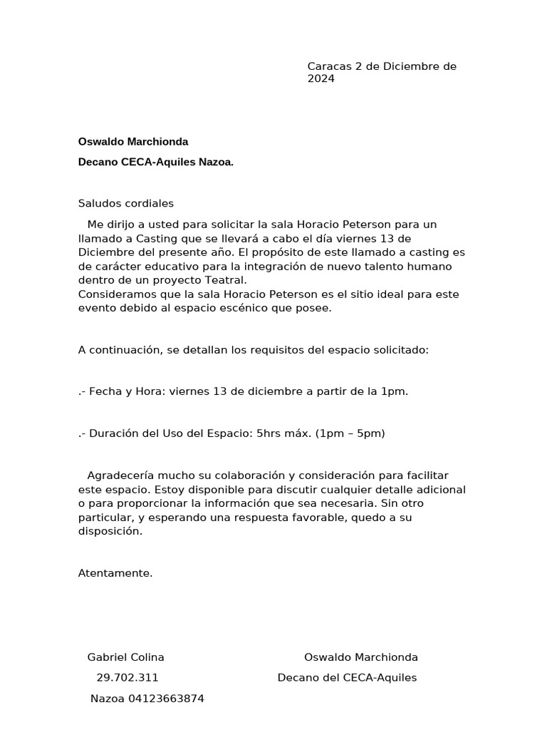 Solicitud de Espacio-2 | PDF