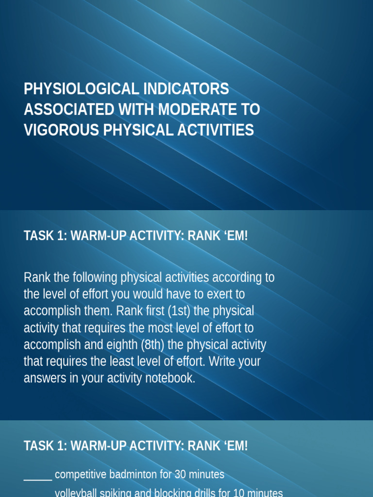 Ranking Physical Activity Intensity | PDF | Heart Rate | Pulse