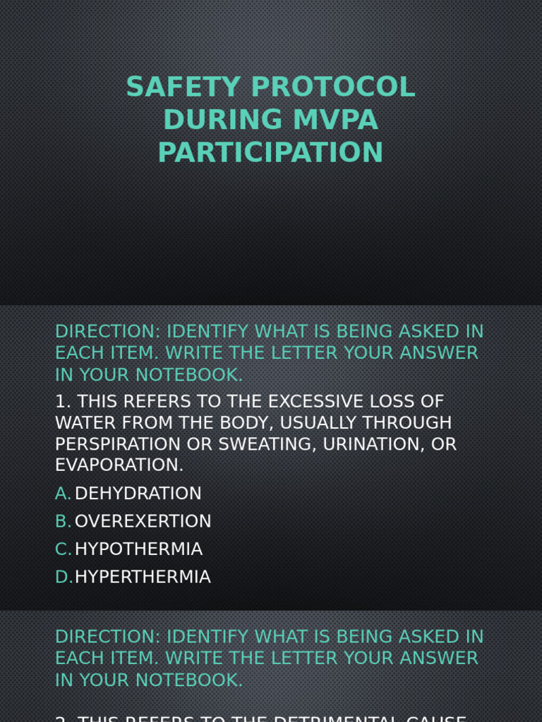 MVPA Safety Protocols and Guidelines | PDF | Hyperthermia | Hypothermia