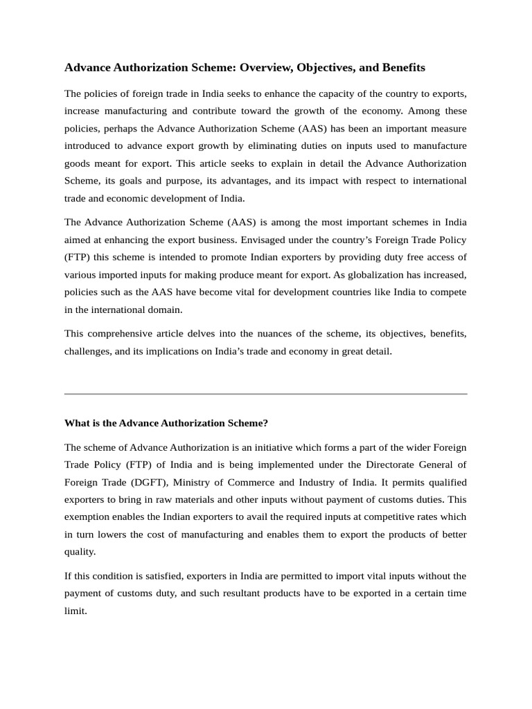 Advance Authorization Scheme | PDF | Exports | Textiles