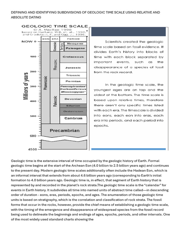 Defining and Identifying Subdivisions of Geologic Time Scale Using Relative and Absolute Dating ...