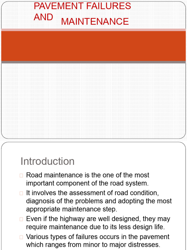 Pavement Failures and Maintenance | PDF | Road Surface | Concrete