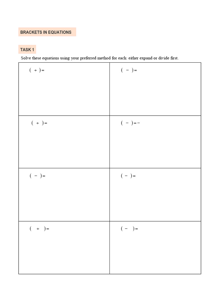 Solving Equations with Brackets | PDF