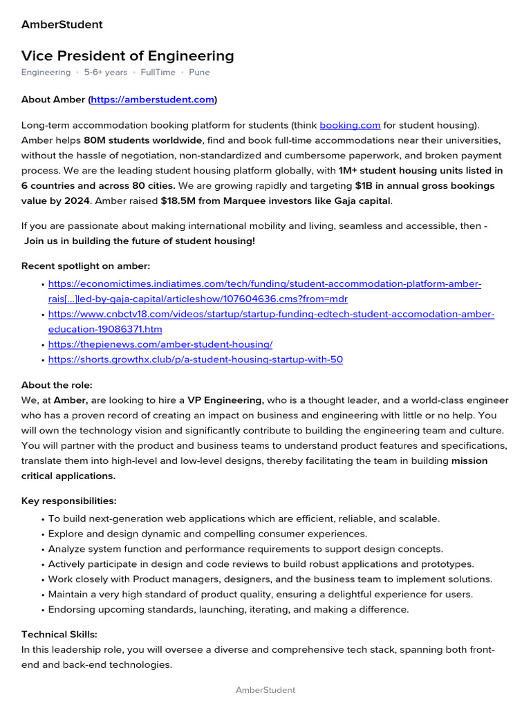 AmberStudentJob Description | PDF | Computing | Information Technology