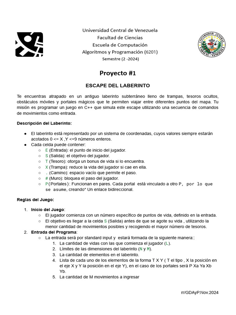 Escape Laberinto C++: Proyecto UCV | PDF | Matemáticas Aplicadas | Informática teórica