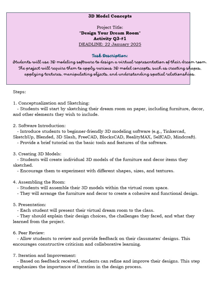 3D Model Concepts Performance Task 1 Q3 | PDF | 3 D Modeling | 3 D ...