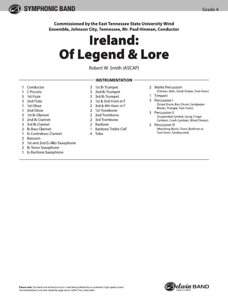 Ireland of Legend and Lore 總譜 | PDF