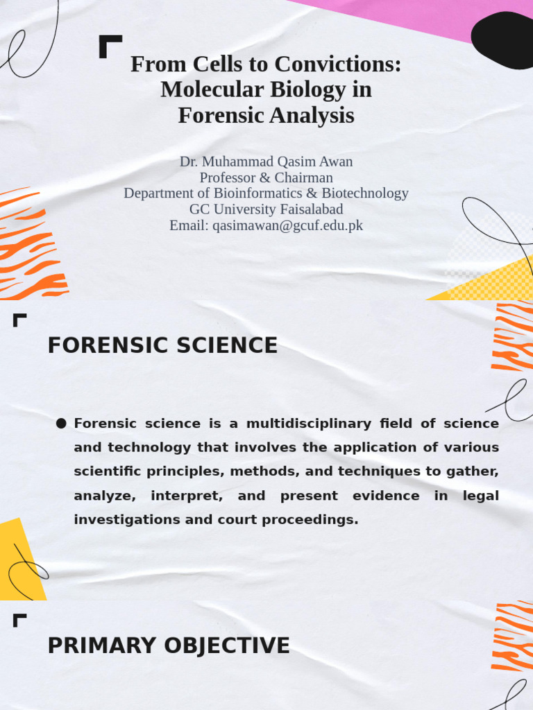A. From Cells To Convictions - Molecular Biology in Forensic Analysis ...