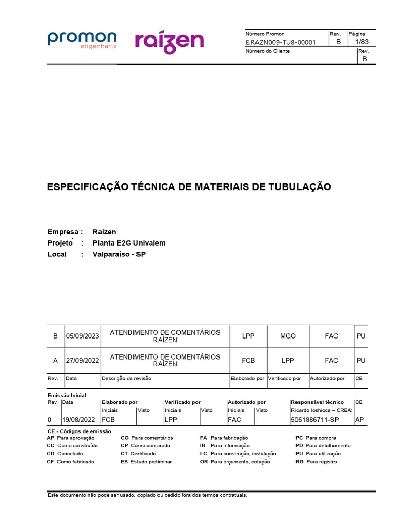 E.RAZN009-TU8-00001_B - ET Materiais de Tubulação | PDF | Válvula ...