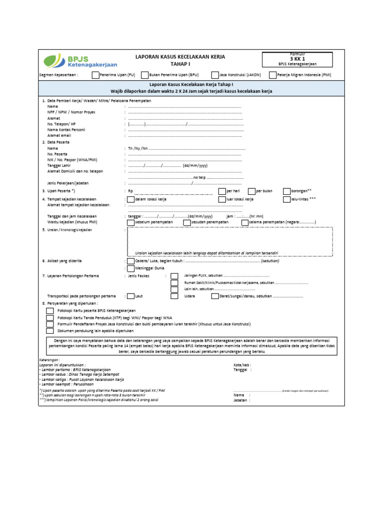 Formulir JKK Baru - 3 | PDF