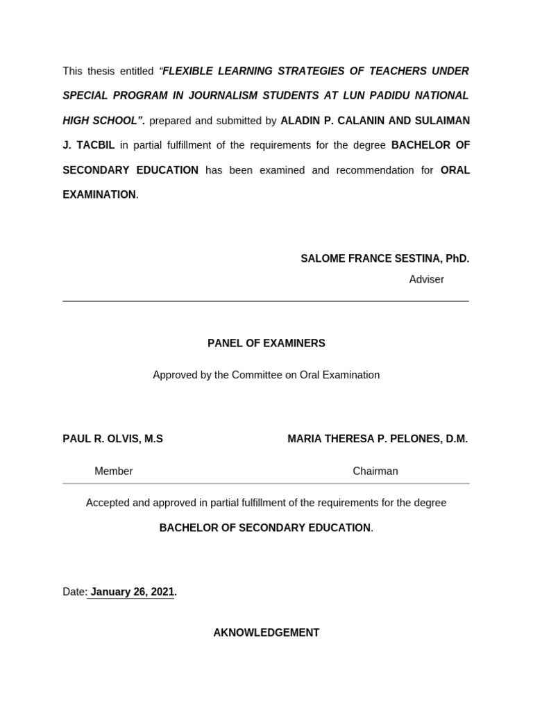 Examination Panel for Thesis on Journalism | PDF