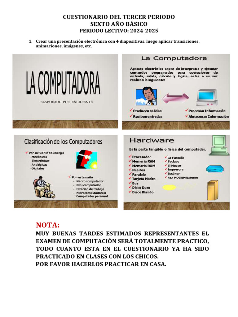 CUESTIONARIO Computación Sexto 3erp 2024 | PDF