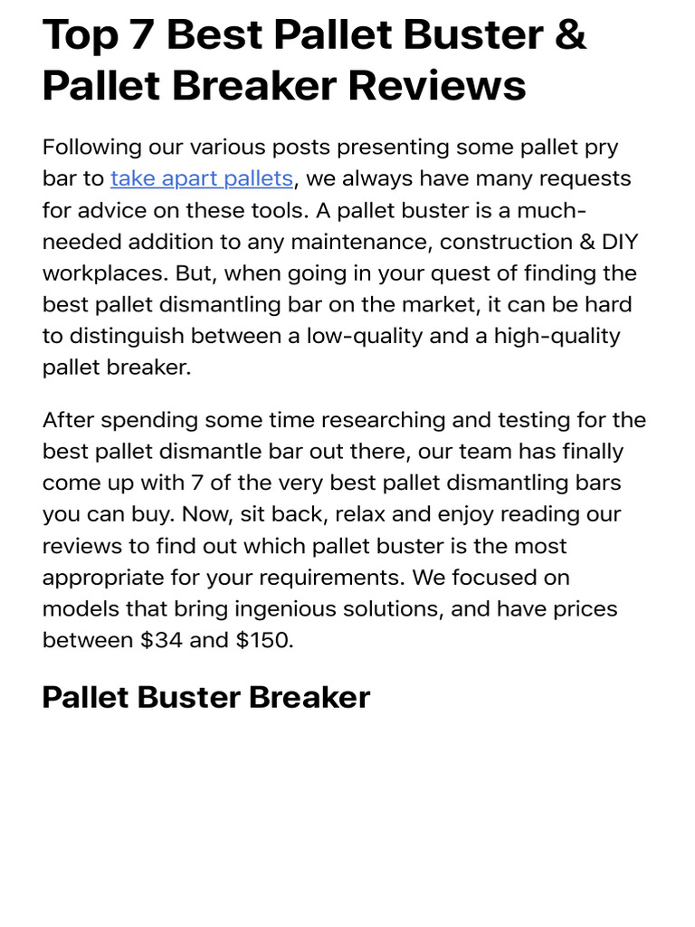 Top 7 Best Pallet Buster & Pallet Breaker Reviews - 1001 Pallets | PDF ...