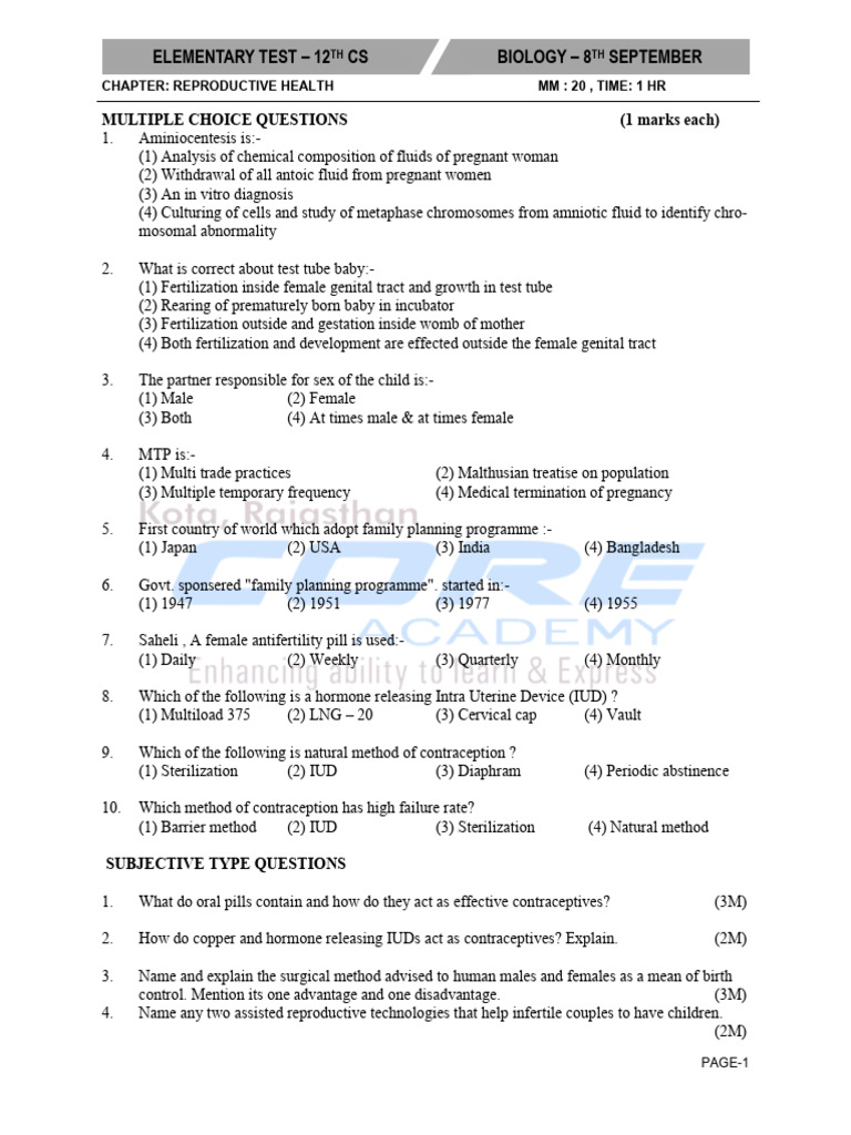 12th CS Bio | PDF | Birth Control | Menstrual Cycle