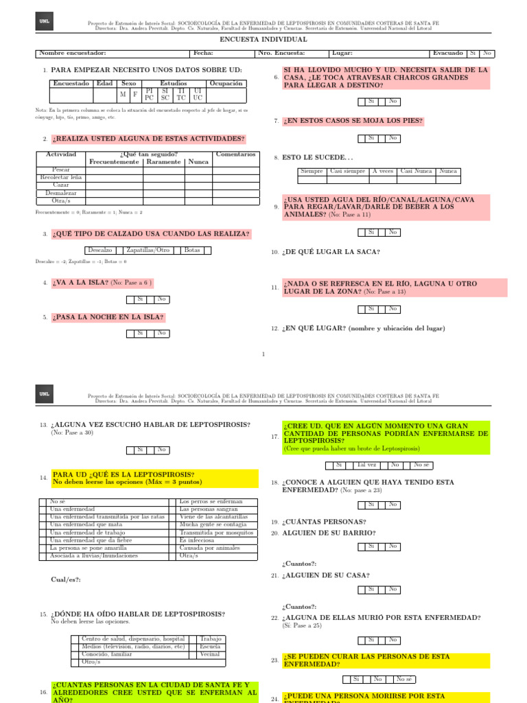 Questionnaire Spanish | PDF | Enfermedades y trastornos | Medicina