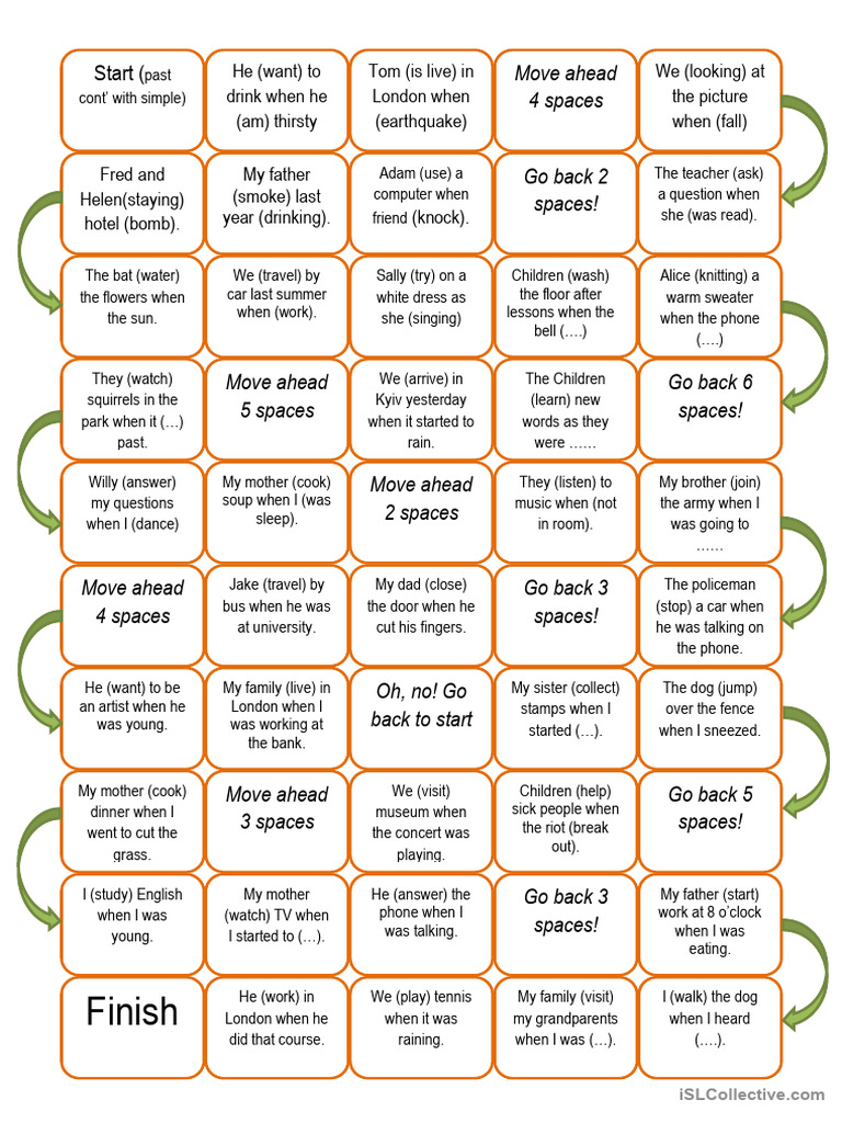 Board Game. Past Continuous With Past Simple. | PDF