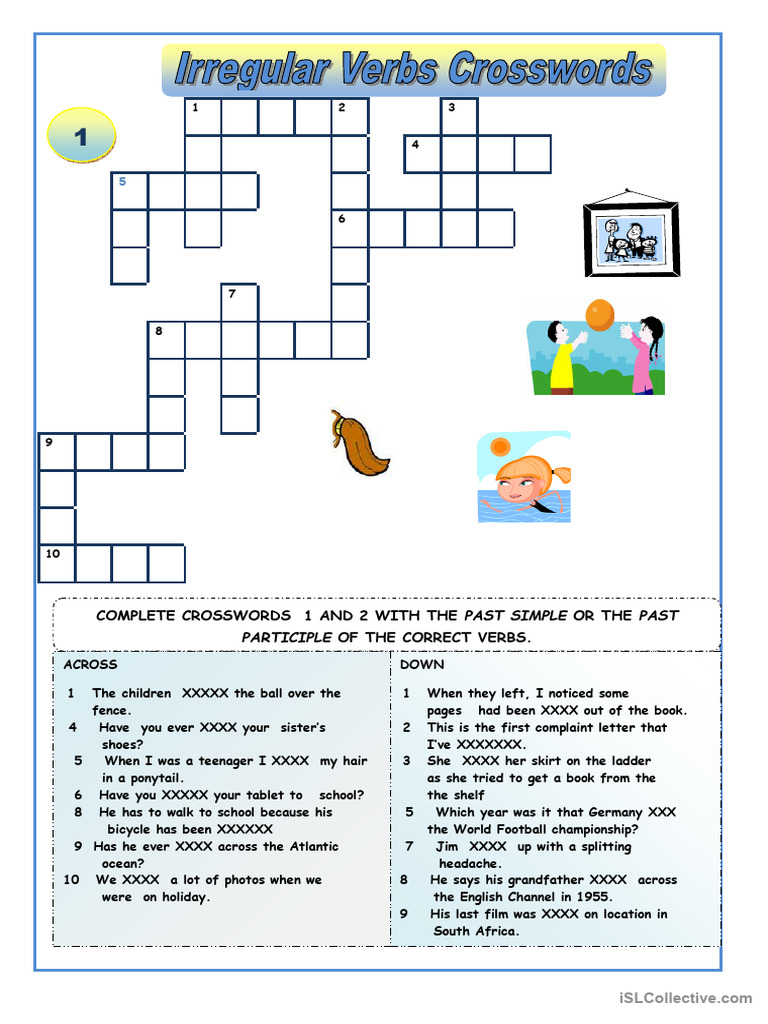 Crossword Puzzles - Irregular Verbs Review | PDF | Grammar | Semantic Units