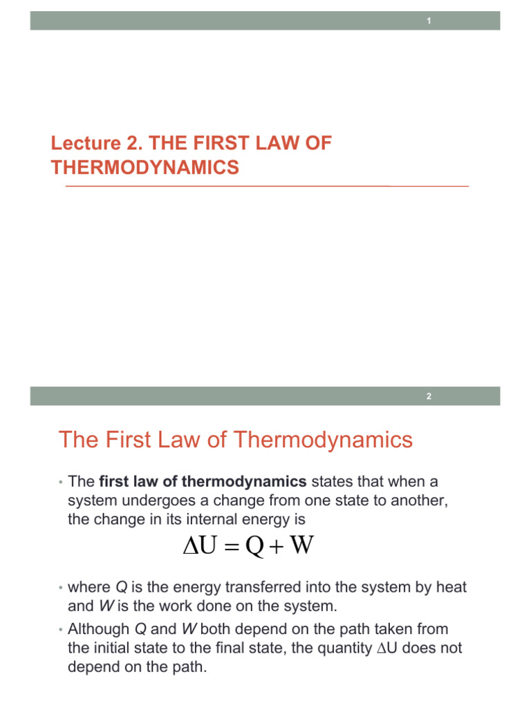 First Law of Thermodynamics Overview | PDF | Gases | Heat