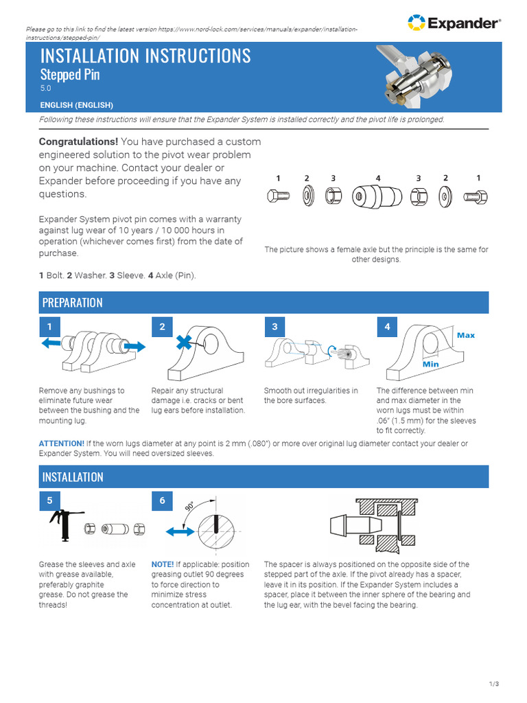 6 - Stepped Pin - Expander System Installation Instruction - Nord Lock ...