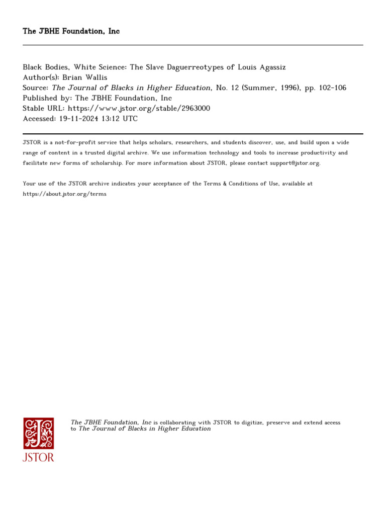 Wallis-BlackBodiesWhite-1996. Agassiz Dagerrotypes of Slaves | PDF ...